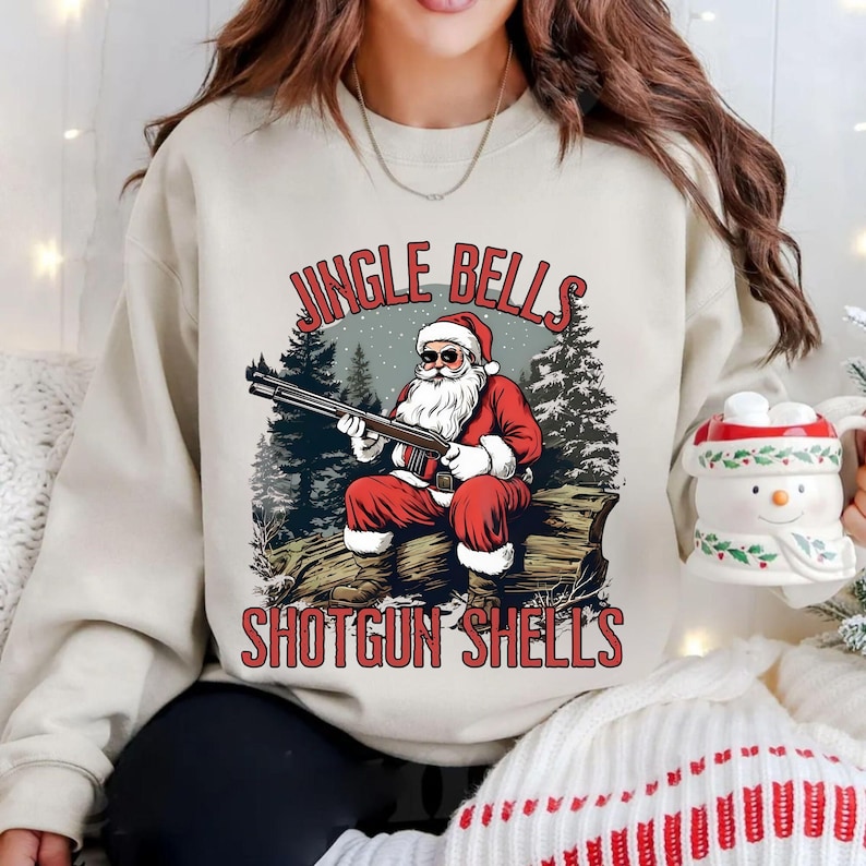 Jingle Bells Shotgun Shells PNG Funny Santa Christmas Hunting Design ...