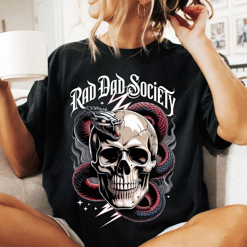 Rad Dad Society Skull Snake PNG Tattoo Style Gothic Rock Dad Graphic ...