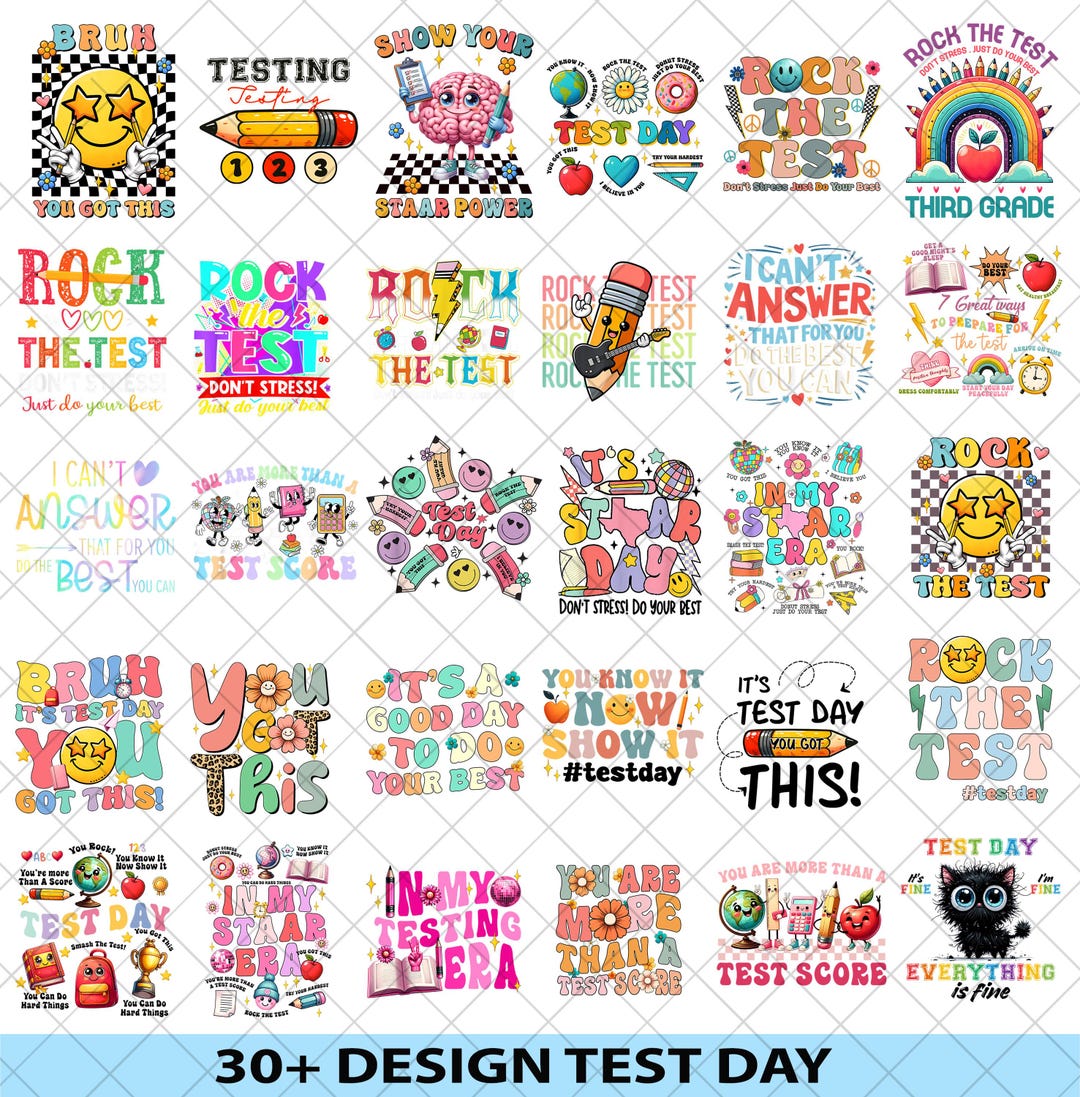 30+ Test Day Png Bundle, Testing Day, State Testing Png, Rock the Test ...