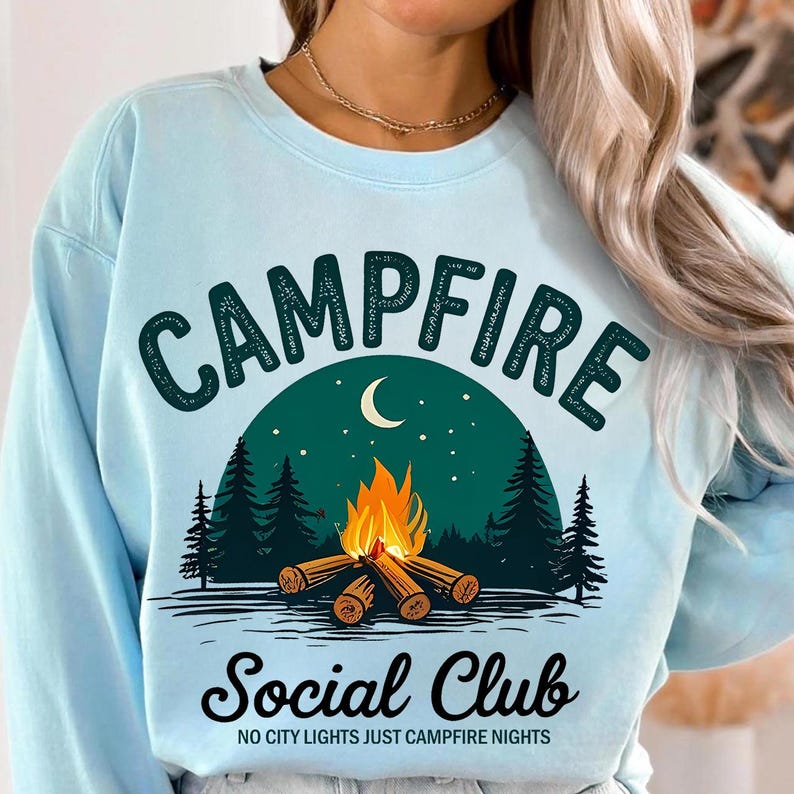 Campfire Social Club Png, No City Lights Just Campfire Nights, Digital ...