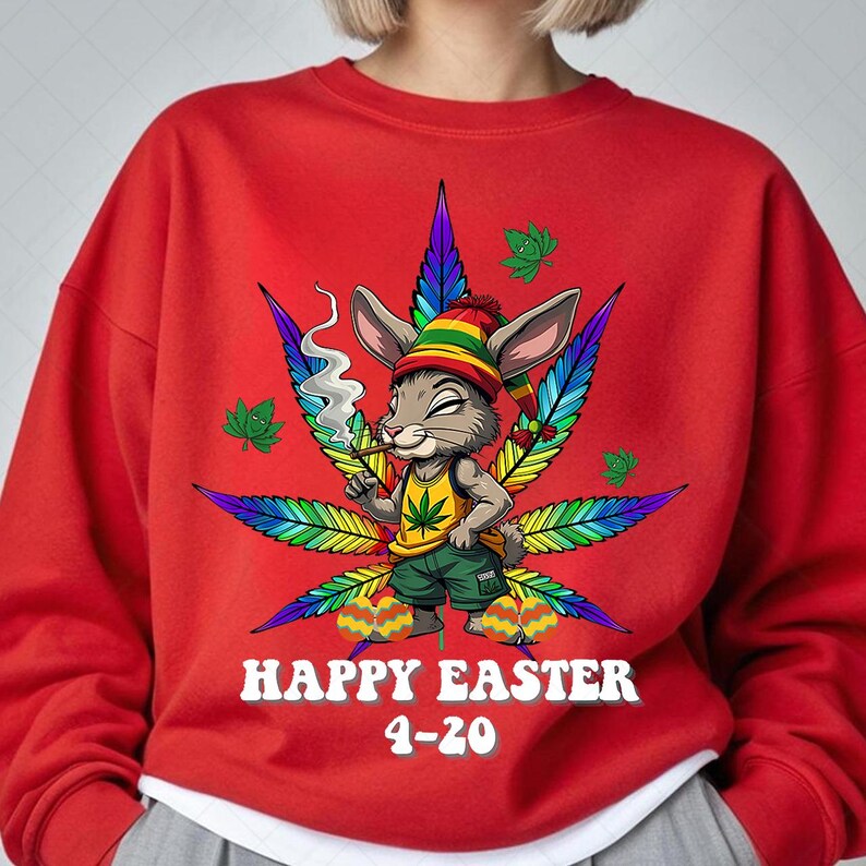 Happy 420 Easter Day Bunny Smoking Weed Marijuana Funny 420 Digital PNG ...