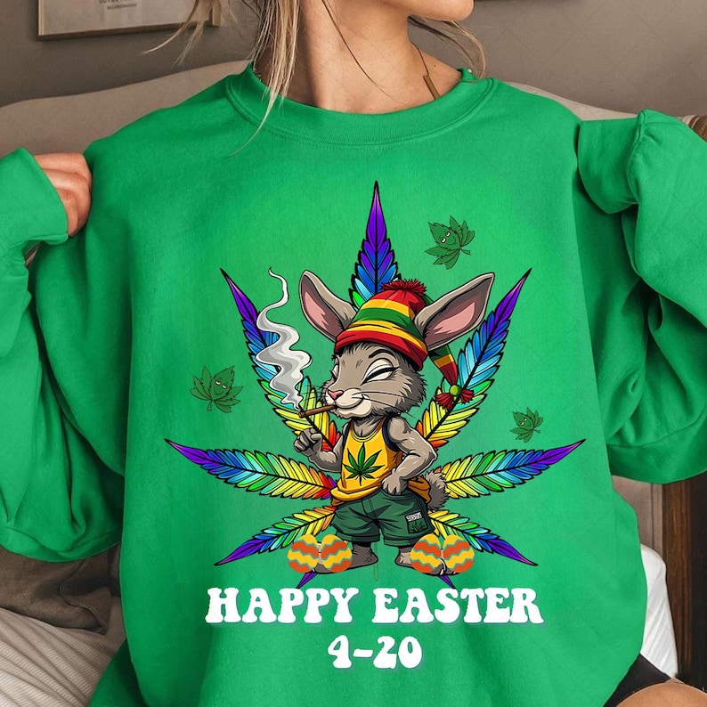 Happy 420 Easter Day Bunny Smoking Weed Marijuana Funny 420 Digital PNG ...