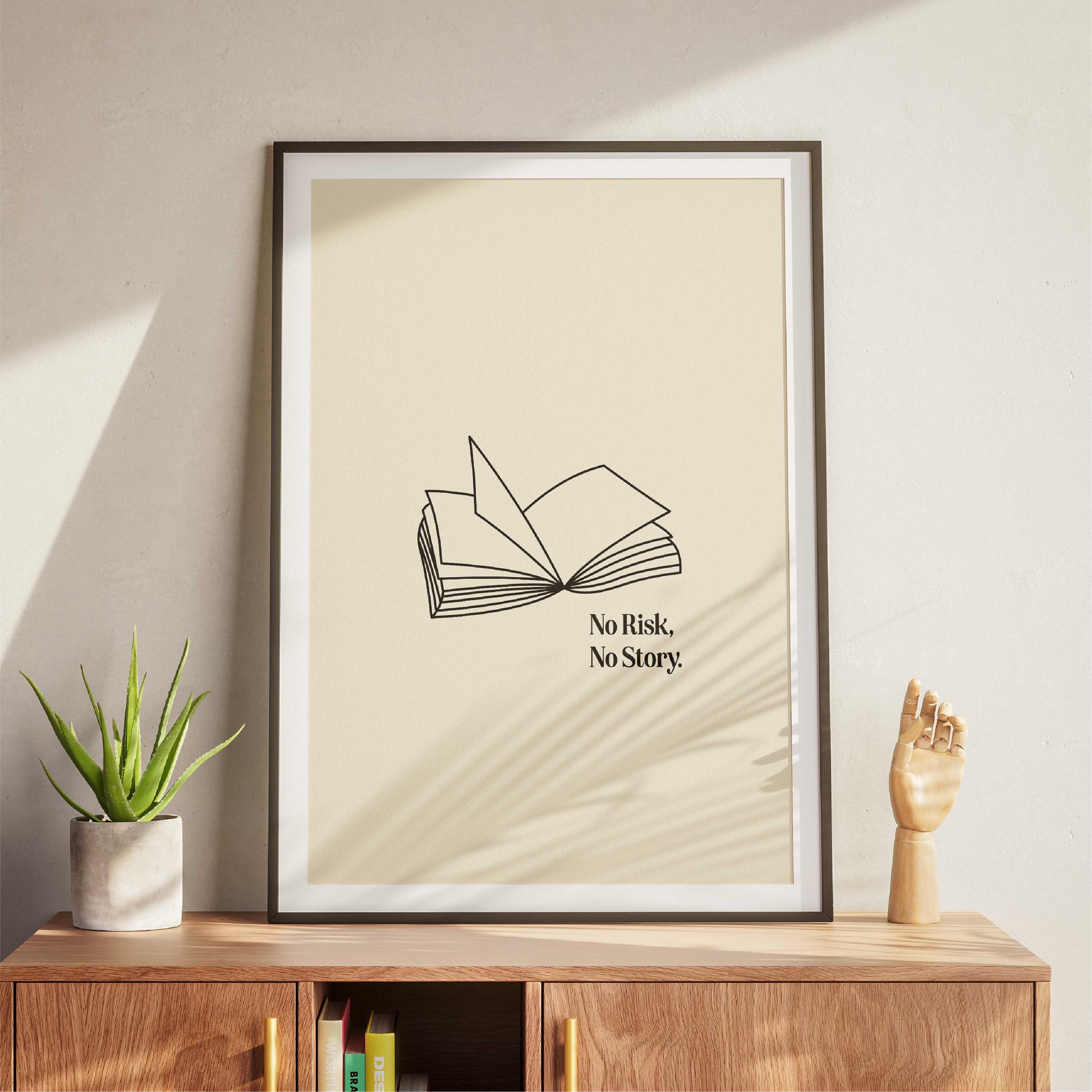 Minimalist Poster - No Risk No Story - Modern Art Print for Home Decor ...