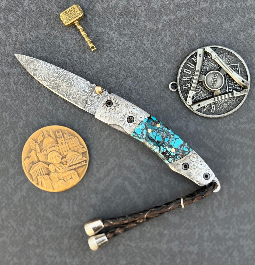 York Vivant Custom Handmade Damascus Steel Folding Blade Knife ...