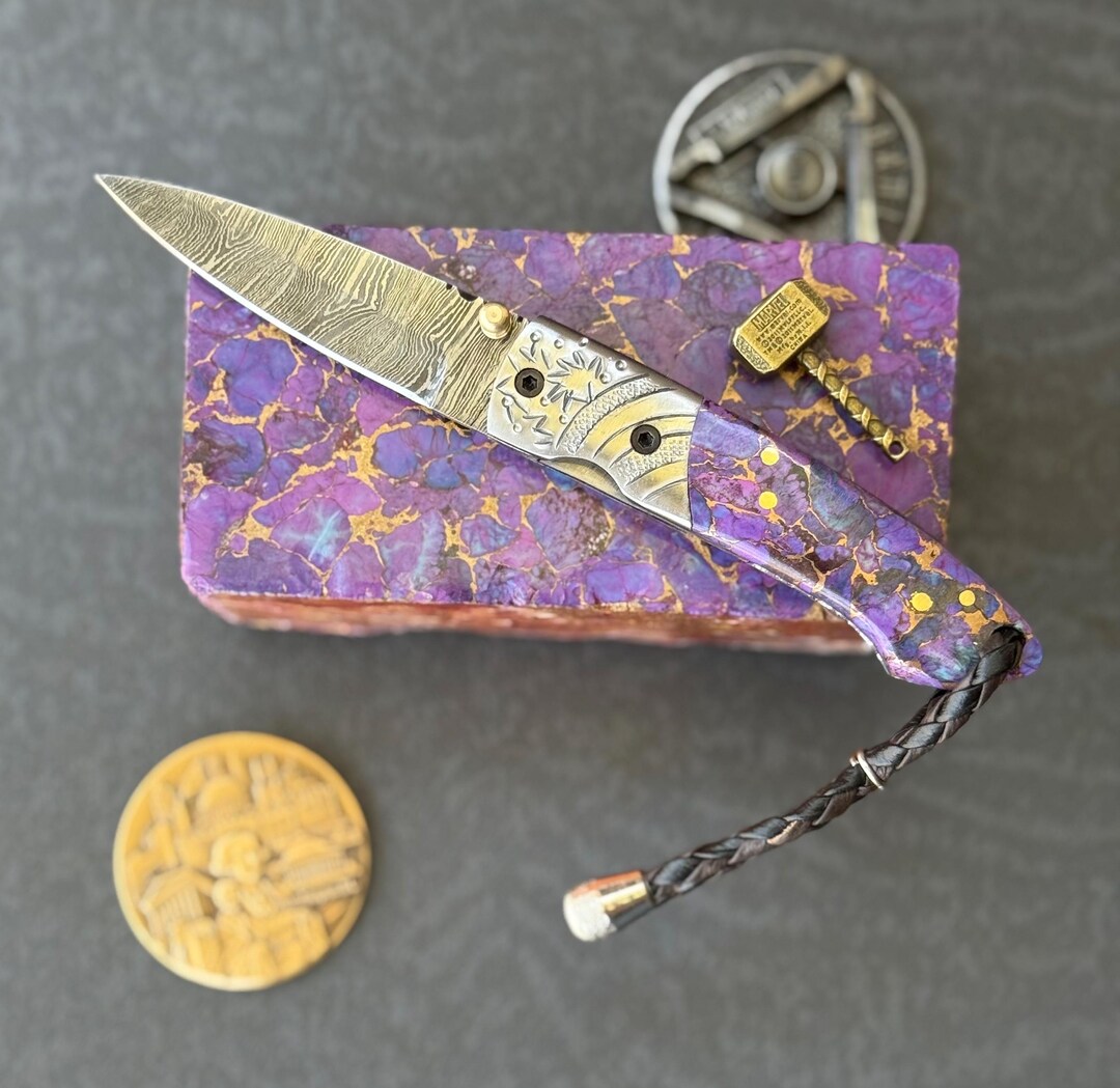 York Vivant Custom Handmade Damascus Steel Folding Blade Knife ...