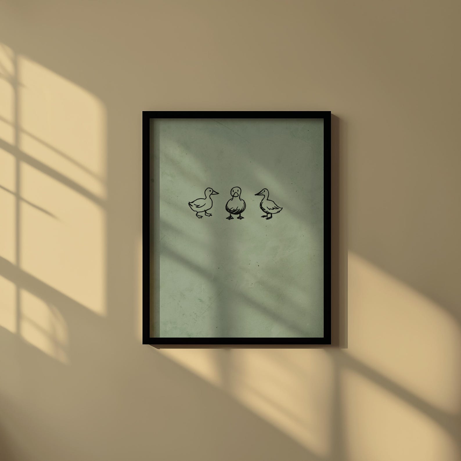Three Ducks Printable Art, Sage Green Nursery Art, Duck Sketch Digital ...