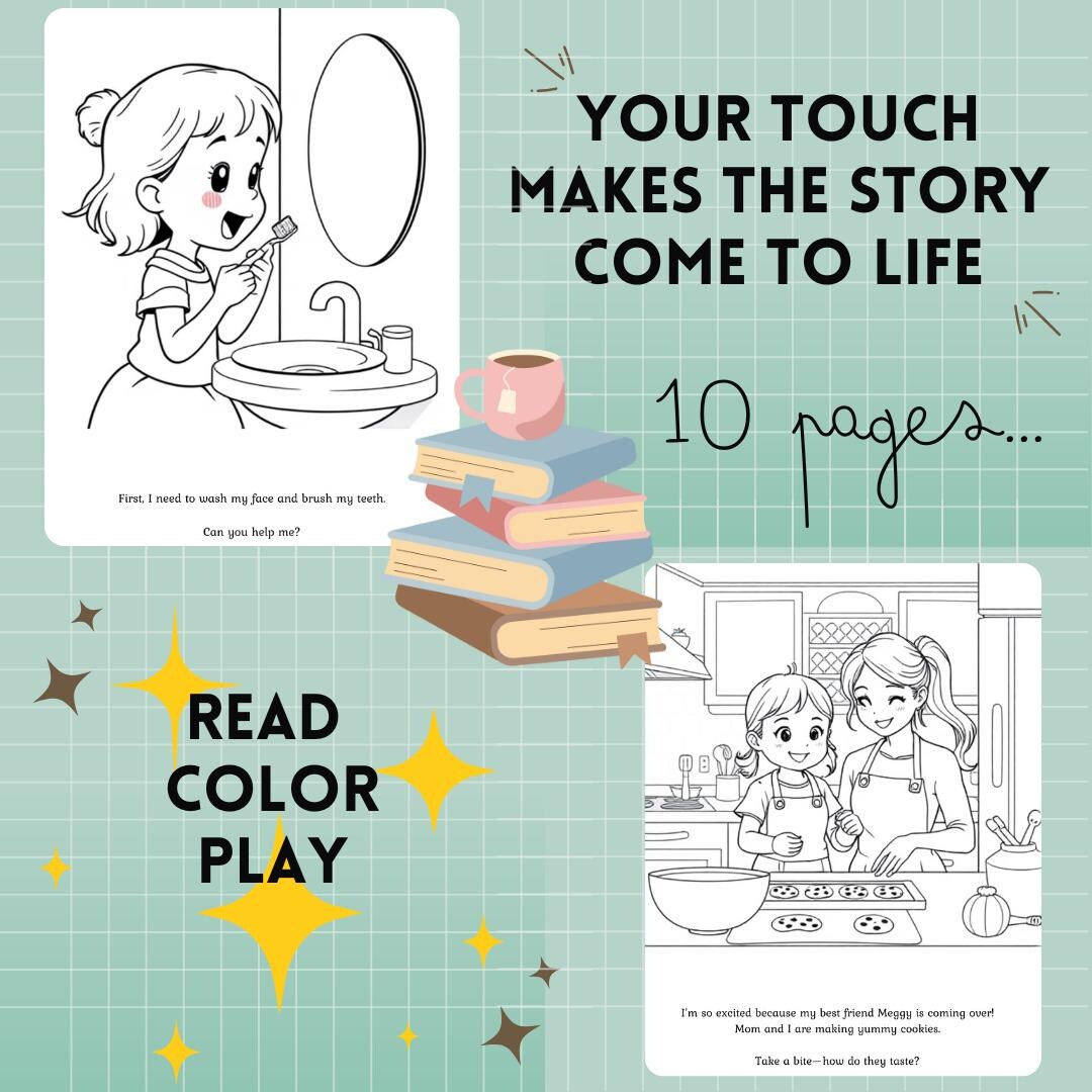 Daily Routine Coloring Book for Kids | Brush Teeth, Play, Bake & Read ...