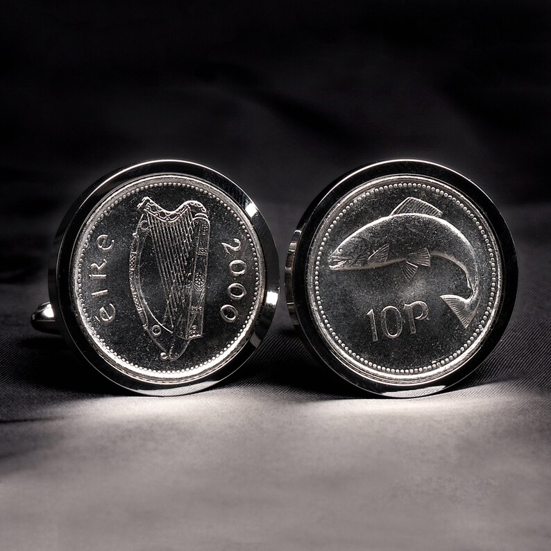 Irish Coin Cufflinks Irish 10p Coin Salmon of Knowledge - Etsy