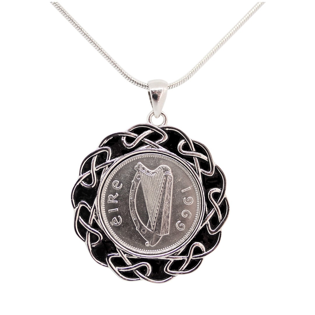 1969 Irish Sixpence Pendant: Lucky Harp Coin Necklace - Etsy