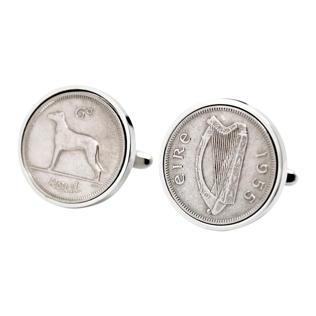1955 Irish Cufflinks, Irish Coin Cufflinks, 1955 Birthday Gift, Irish ...