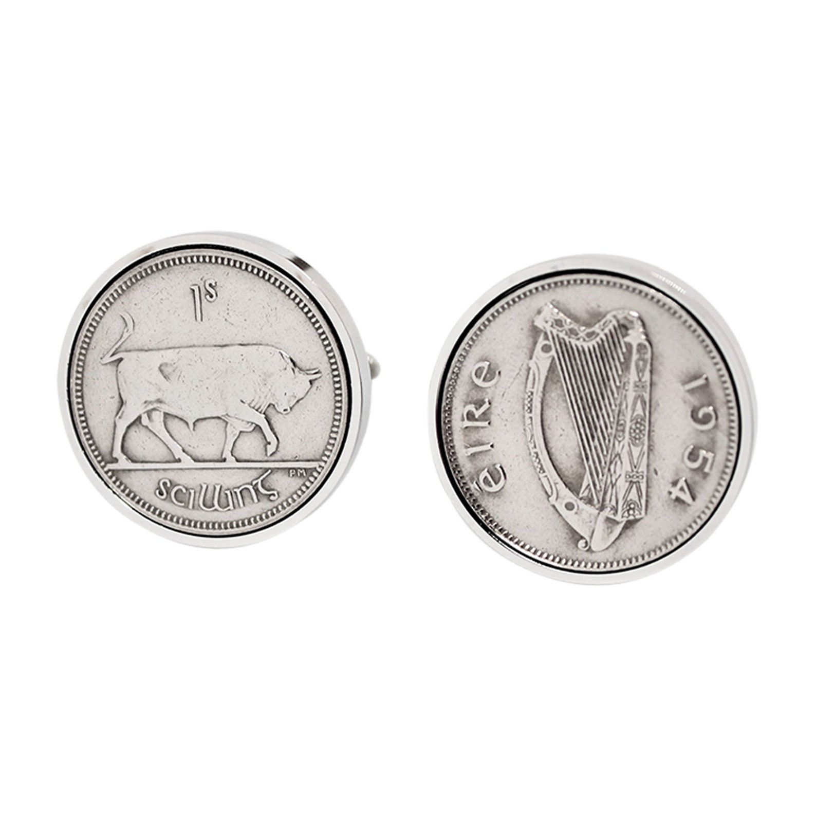 70th Birthday 1954 Irish Shilling Coin Cufflinks Vintage Celtic Coin ...