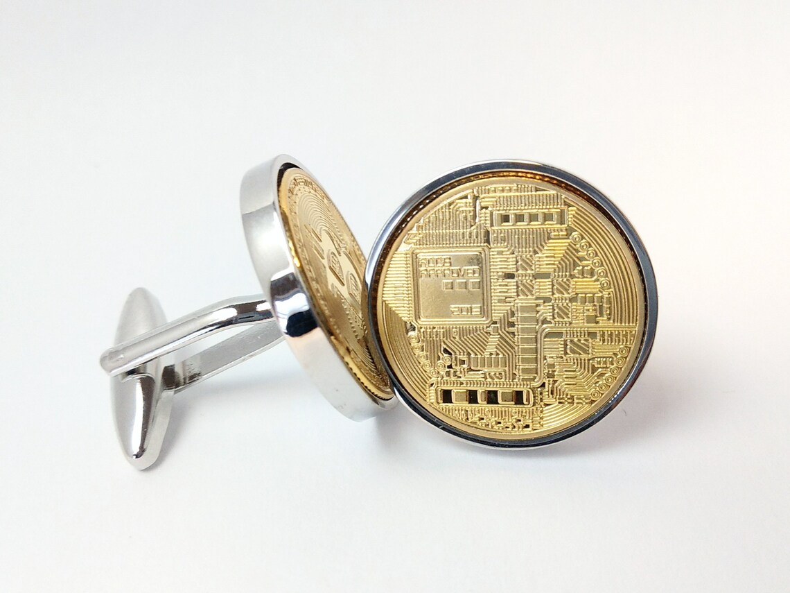 Bitcoin Coin Cufflinks Gold Plated Bitcoin Cufflinks | Etsy