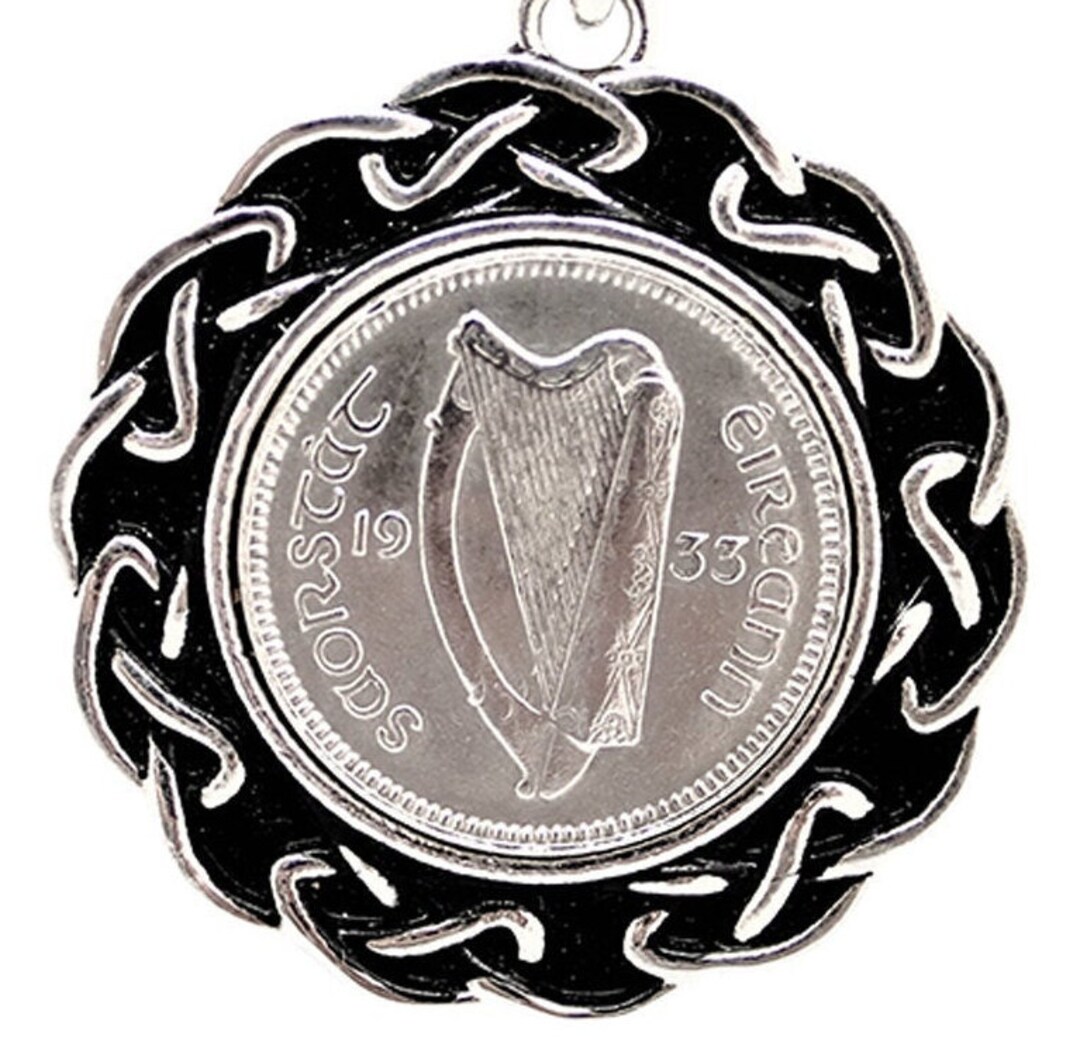Rare 1933 Irish Harp Coin Pendant Necklace: Handmade Lucky Gift - Etsy