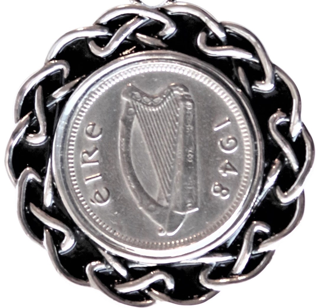 1948 Gift for Women, Lucky Irish Coin Pendant, Irish Harp Coin, Rare ...