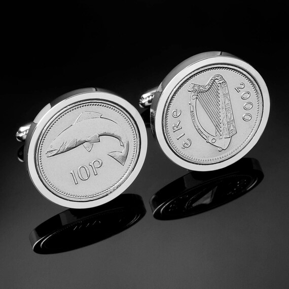 Irish Coin Cufflinks Irish 10p Coin Salmon of Knowledge | Etsy