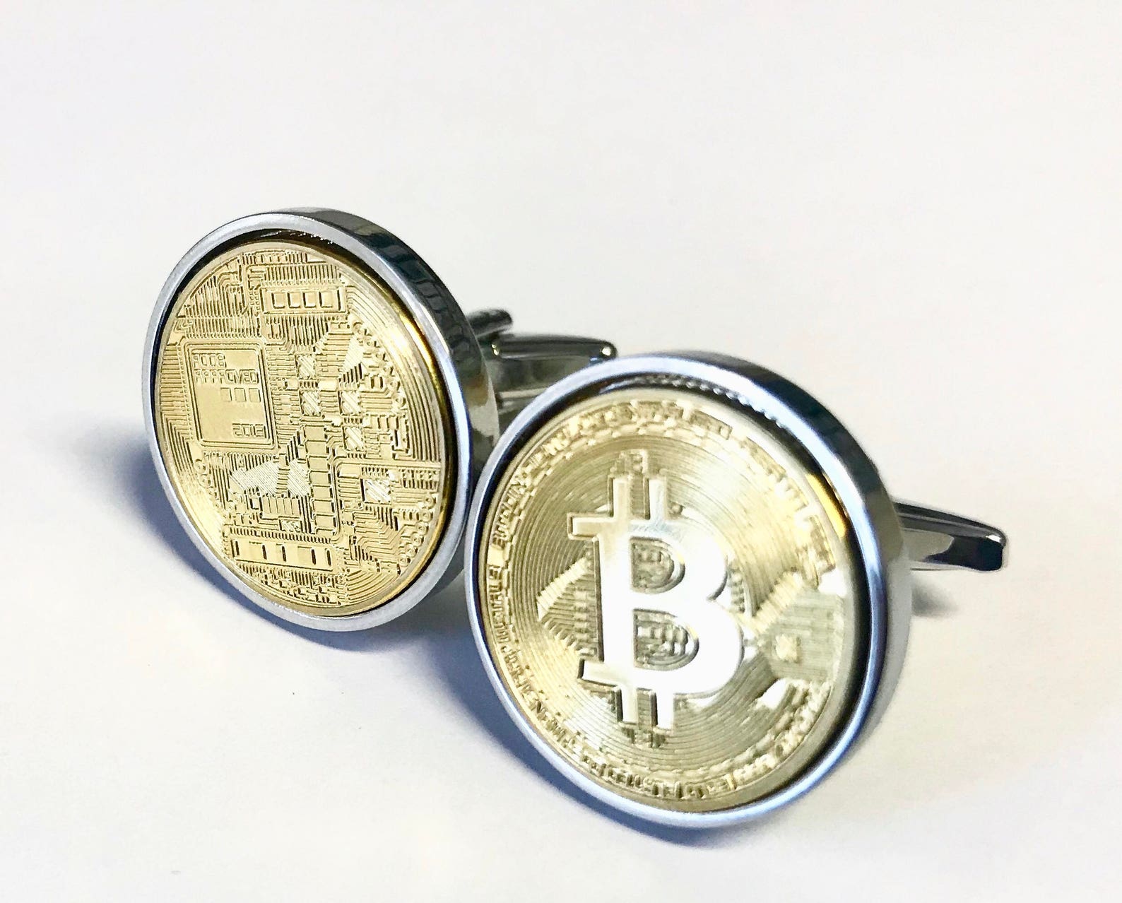 Bitcoin Coin Cufflinks Gold Plated Bitcoin Cufflinks | Etsy