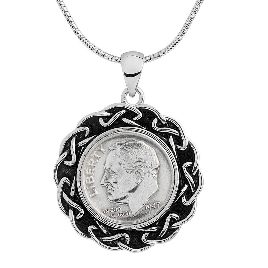 1943 Coin Necklace: US 10 Cent Roosevelt Dime, Lucky Birthday Gift - Etsy