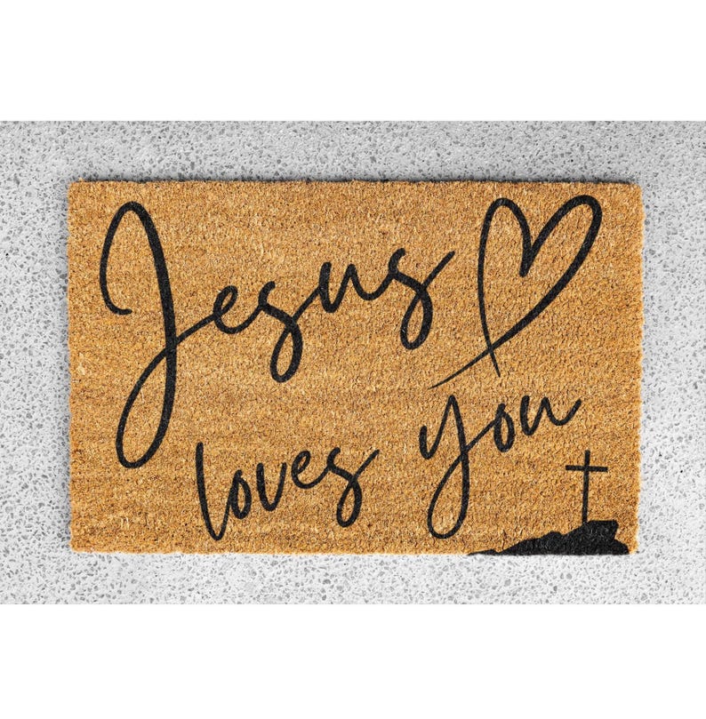Jesus Loves You Doormat Christian Doormat Gift for Christian Home Decor ...