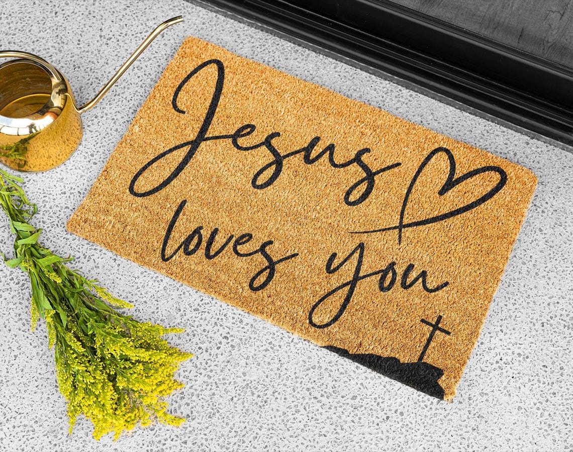 Jesus Loves You Doormat Christian Doormat Gift for Christian Home Decor ...