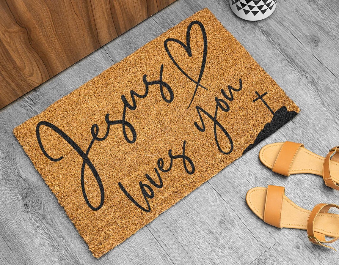 Jesus Loves You Doormat Christian Doormat Gift for Christian Home Decor ...