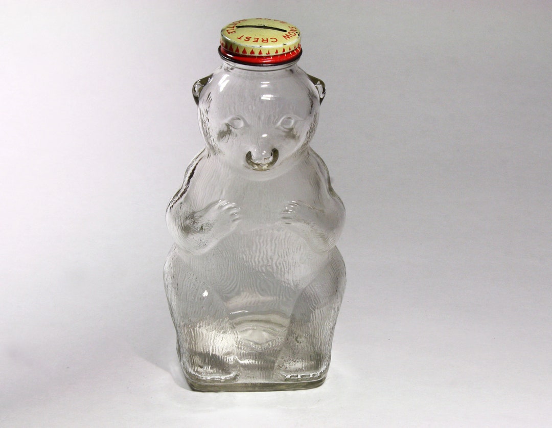Vintage Glass Bear Bank by Snow Crest - Circa 1950's - Etsy