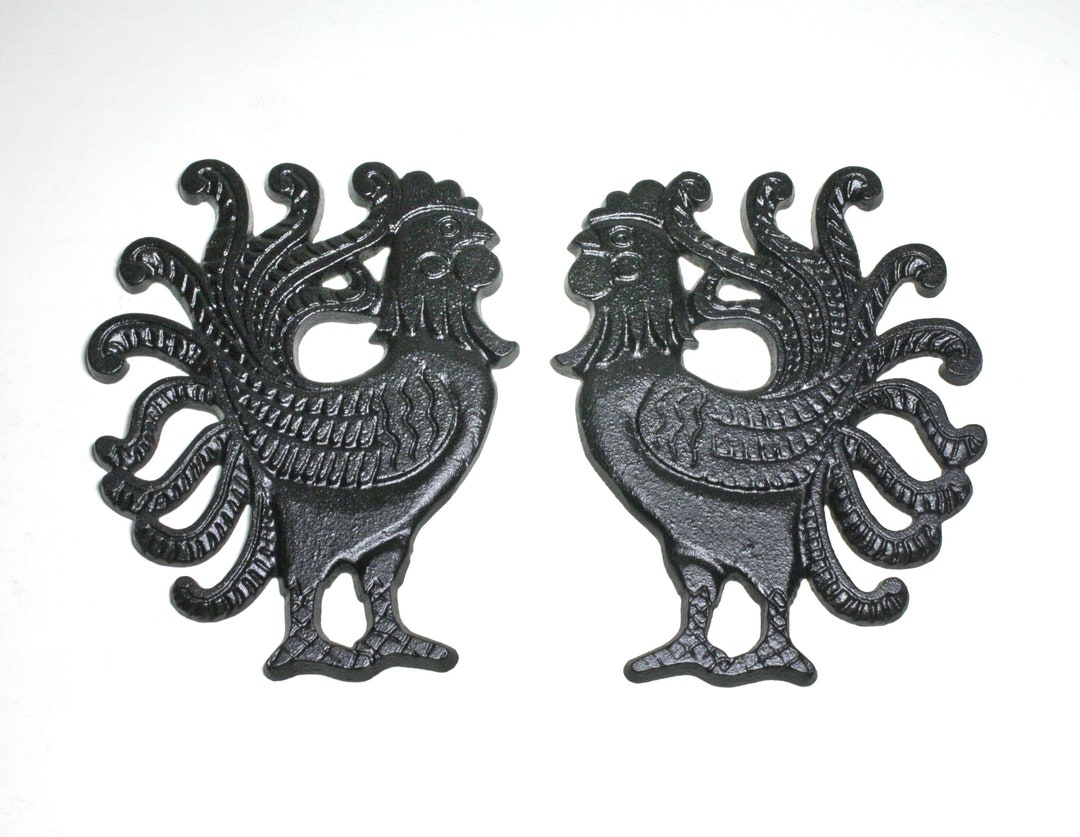 Vintage Black Iron Roosters by Wilton - Circa 1960's - Etsy