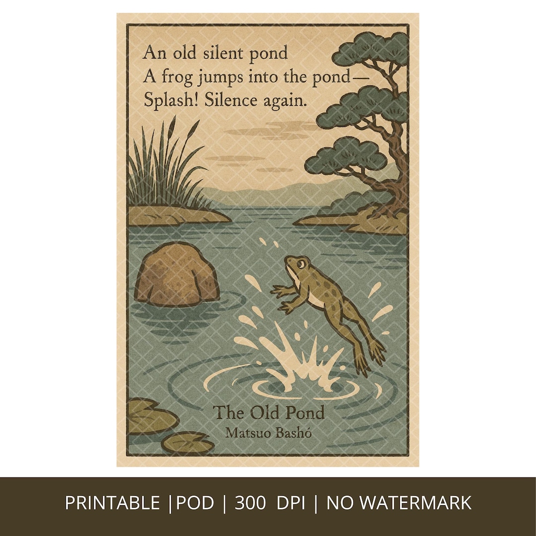 Japanese Haiku Wall Art Print – “the Old Pond” by Matsuo Bashō ...