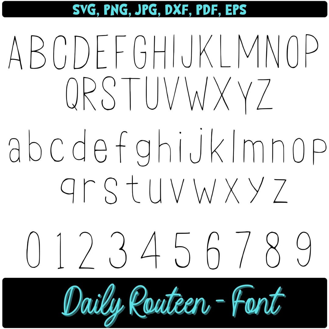 Daily Routine Font SVG, PNG A-Z Individual Files | Clean Handwritten ...