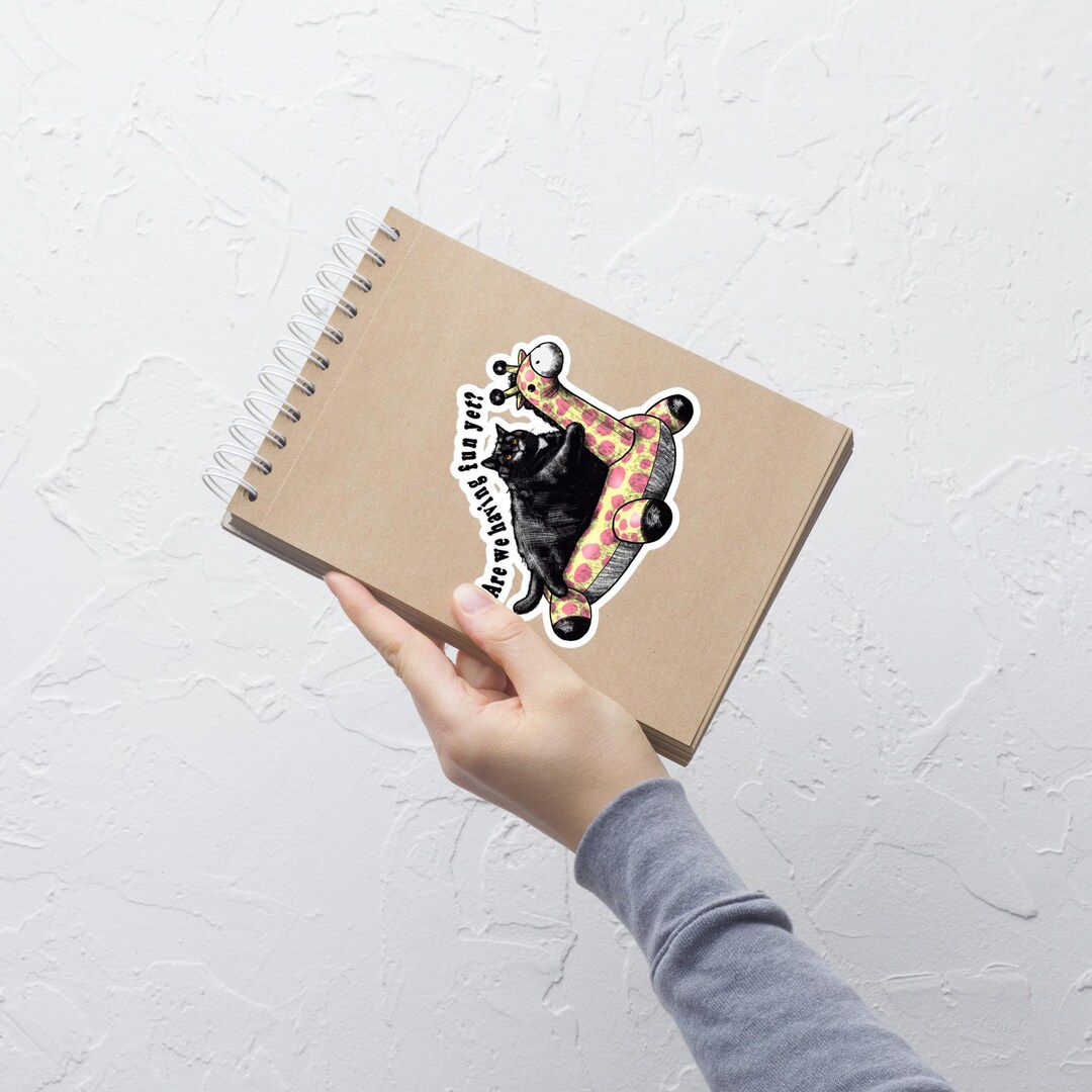 Chonky Black Cat on A Giraffe Floatie Bubble-free Stickers - Etsy