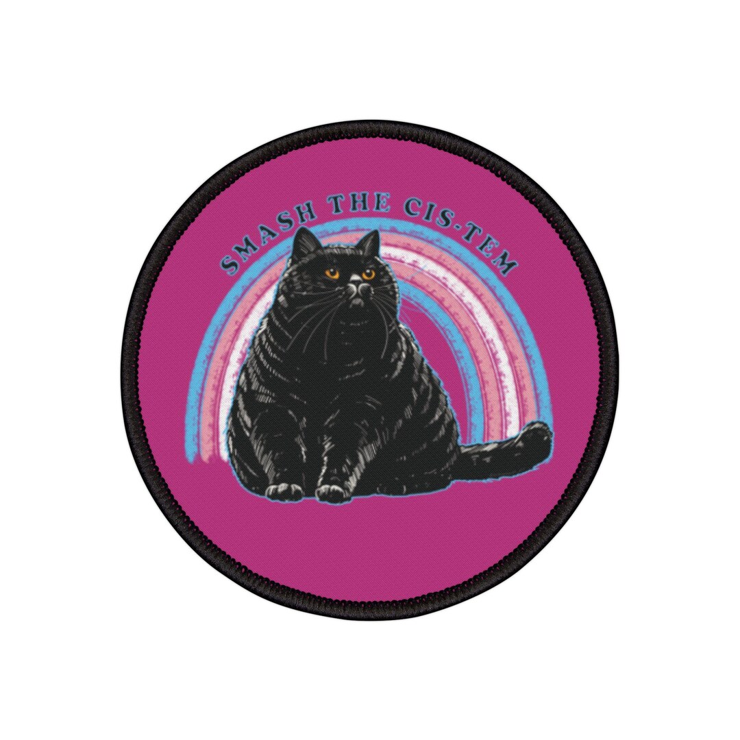Smash the Cis-tem Black Cat Patch: Iron-on Jacket & Backpack Decor - Etsy