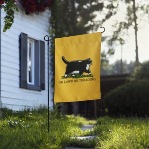 Oh Lawd He Treading Tuxedo Cat Gadsden Flag Meme Art Garden Flag - Etsy