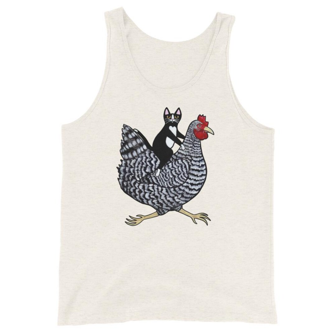 The Original Tuxedo Cat Chicken Ride Art Unisex Tank Top - Etsy
