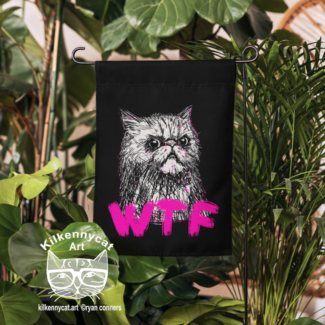 WTF Cat Face Art Garden Flag - Etsy