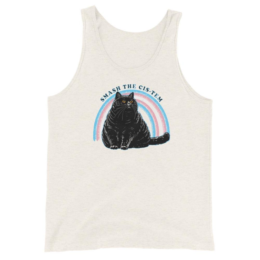 Smash the Cis-tem Chonky Black Cat Trans Rights Unisex Tank Top - Etsy