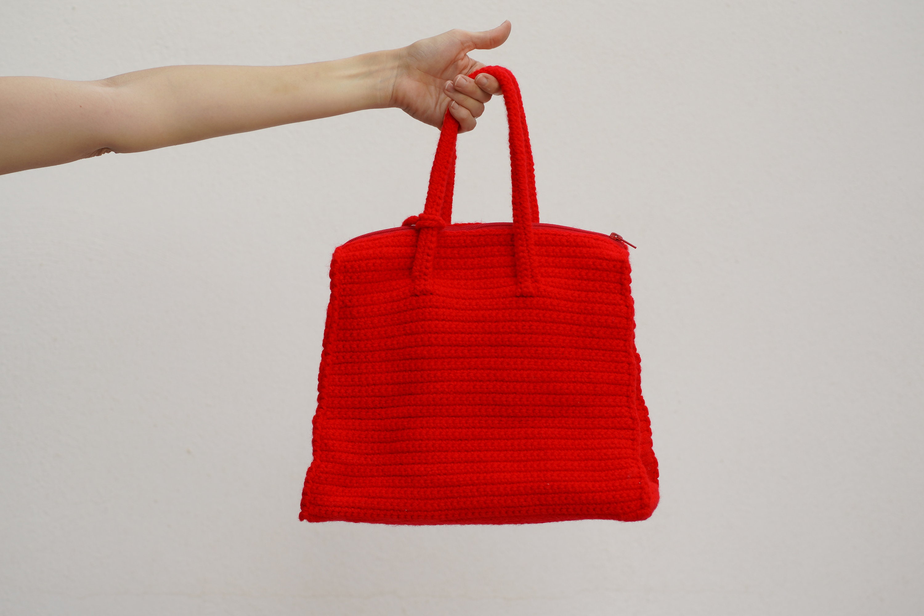 Red crochet bag medium luxury purse medium bag luxury - Etsy 日本