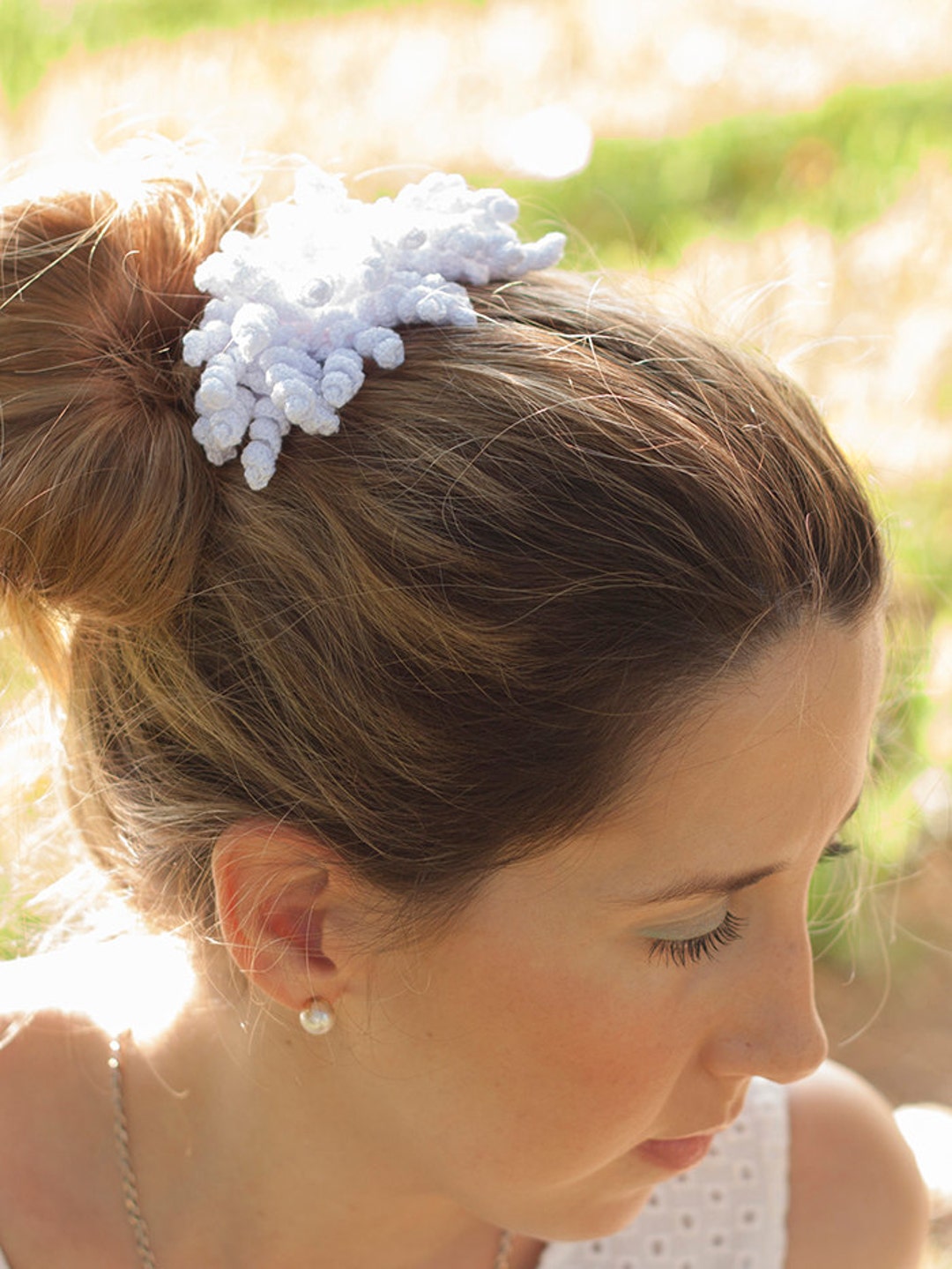 Wedding Comb With Freeform Flowers, Bridal Headpiece, Handmade Crochet ...