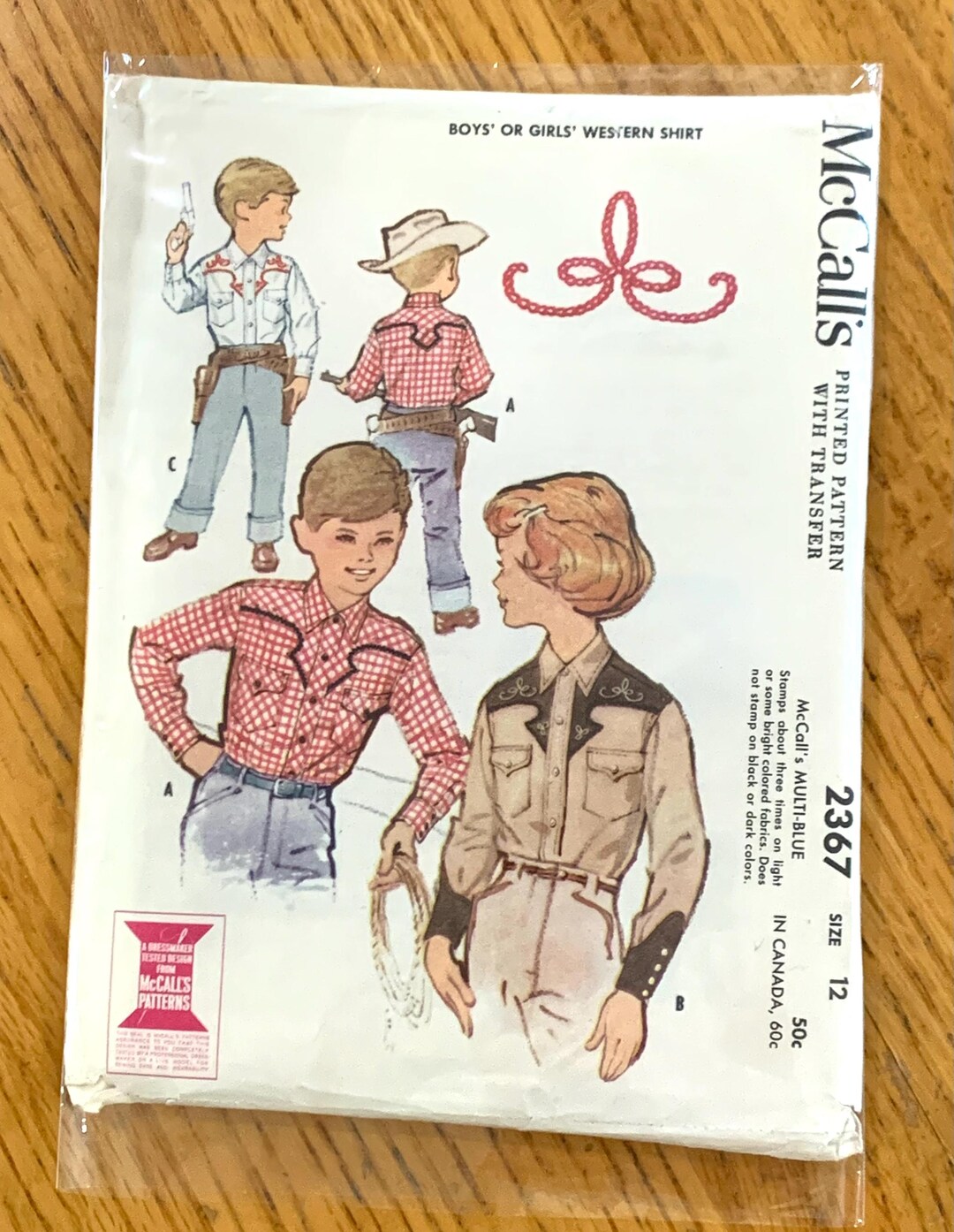 Boys or Girls Western Shirt Vintage Pattern 1950s - Etsy