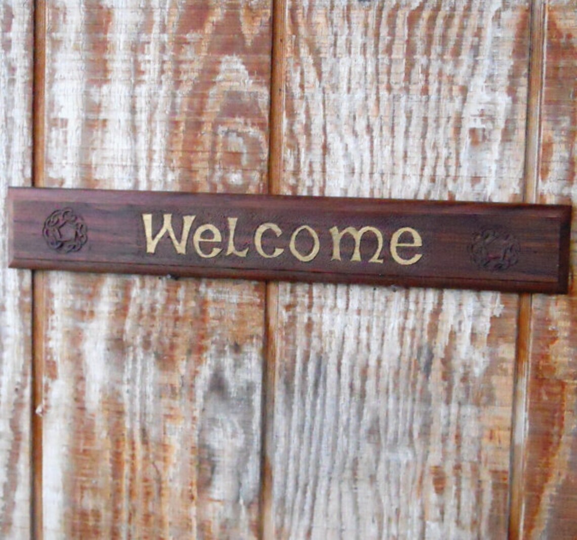 Carved Walnut Celtic Welcome Sign - Etsy