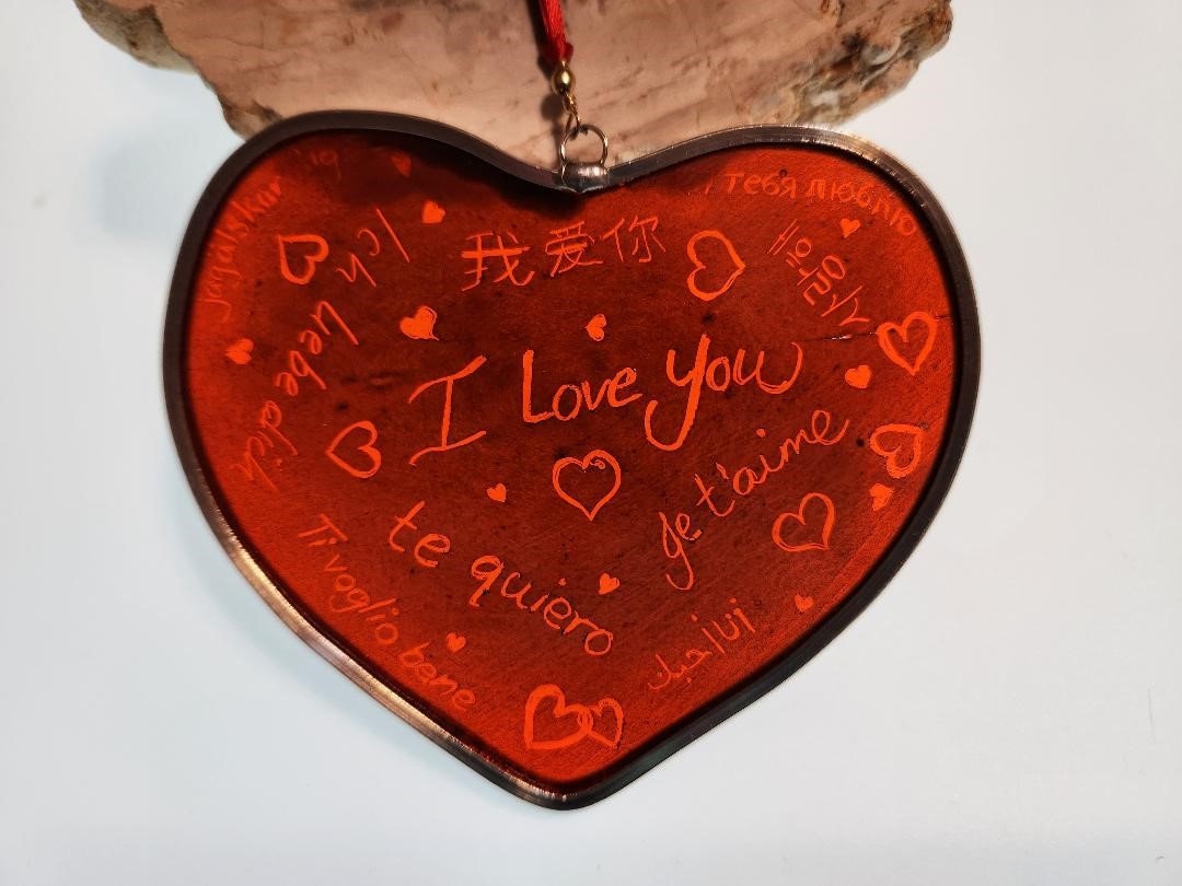 Painted Glass Heart Suncatcher "i Love You". the Language of Love - Etsy
