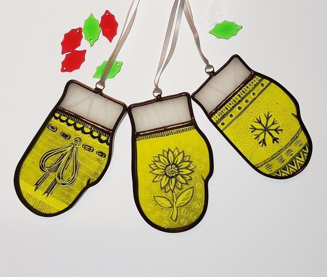 Hand-painted Stained Glass Mitten - Etsy