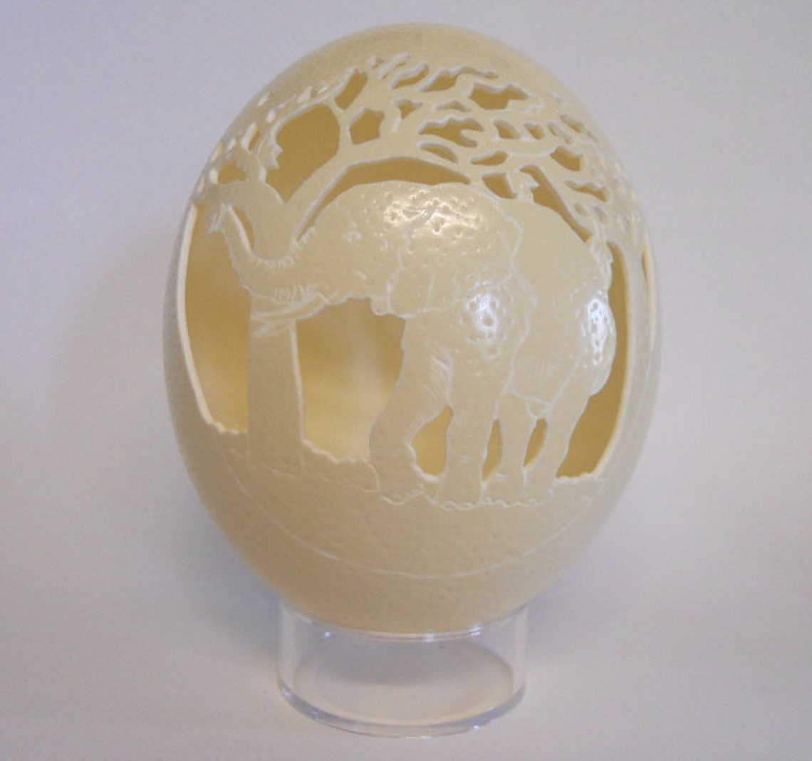 Elephant and Acacia Tree Ostrich Egg - Etsy