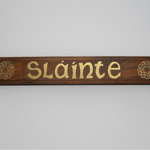 Slainte Hand Carved Reclaimed Wood Sign Irish Pub Gaelic | Etsy