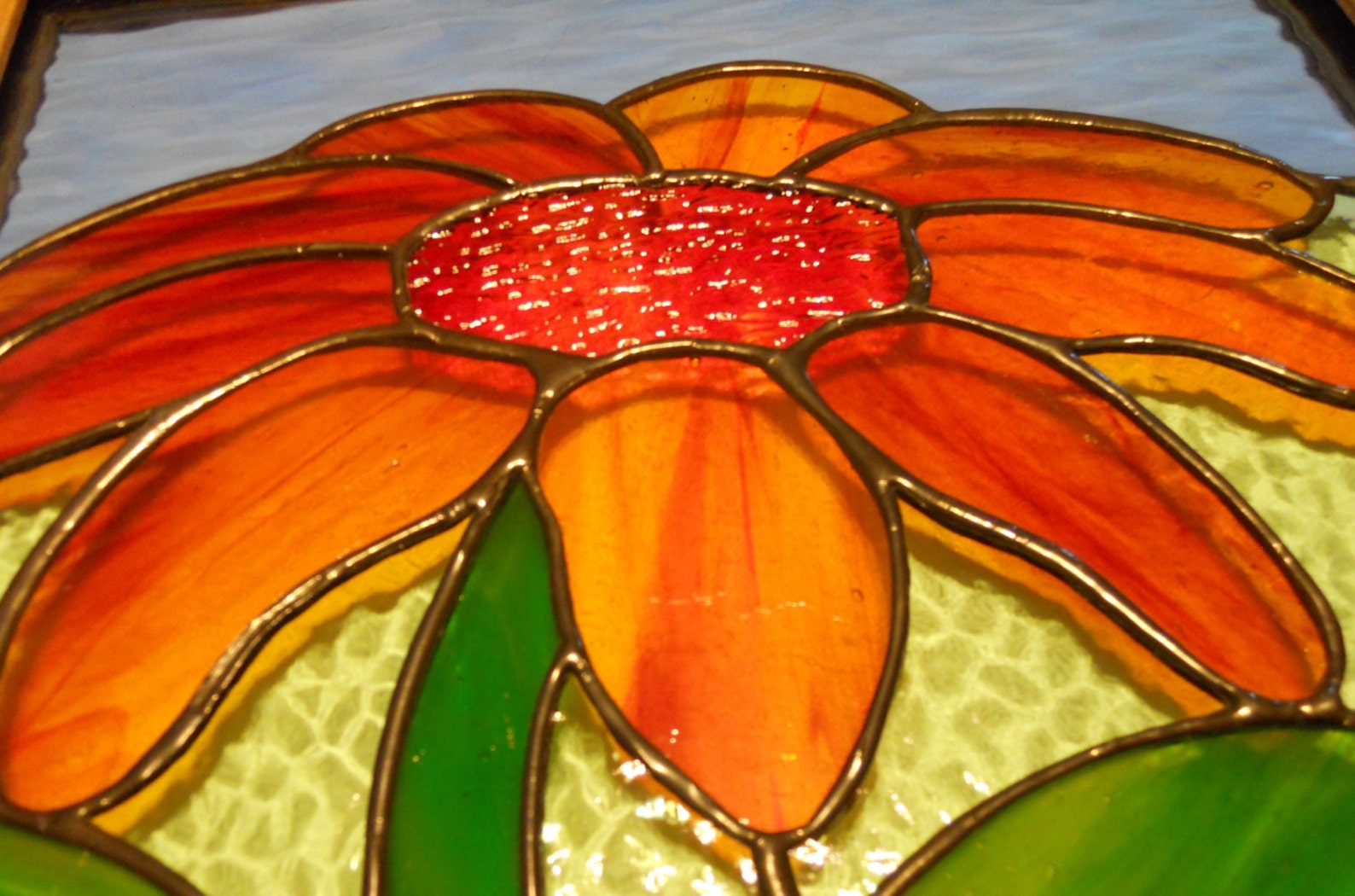 Daisy Stained Glass Panel, Framed in Oak - Etsy