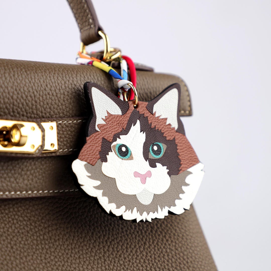 Handmade Leather Ragdoll Cat Keychain: Blue-eyed Kitty Charm - Etsy