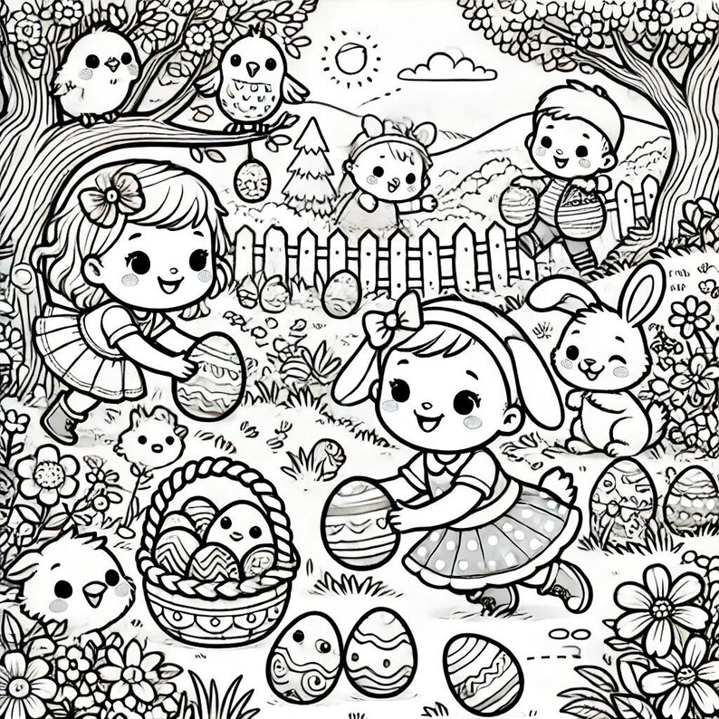 Easter Coloring Book for Kids - 70 Cute Printable Pages - Happy Bunny ...