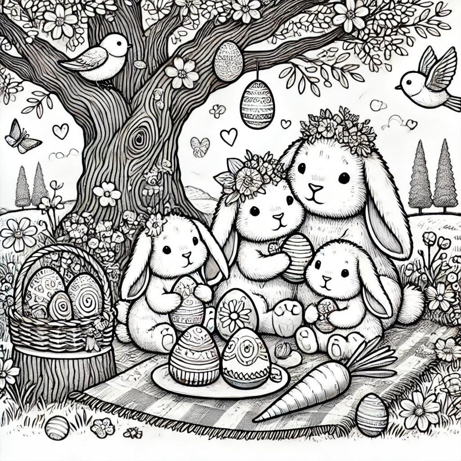 Easter Coloring Book – 70 Cute Bunny & Egg Pages (digital Download) - Etsy