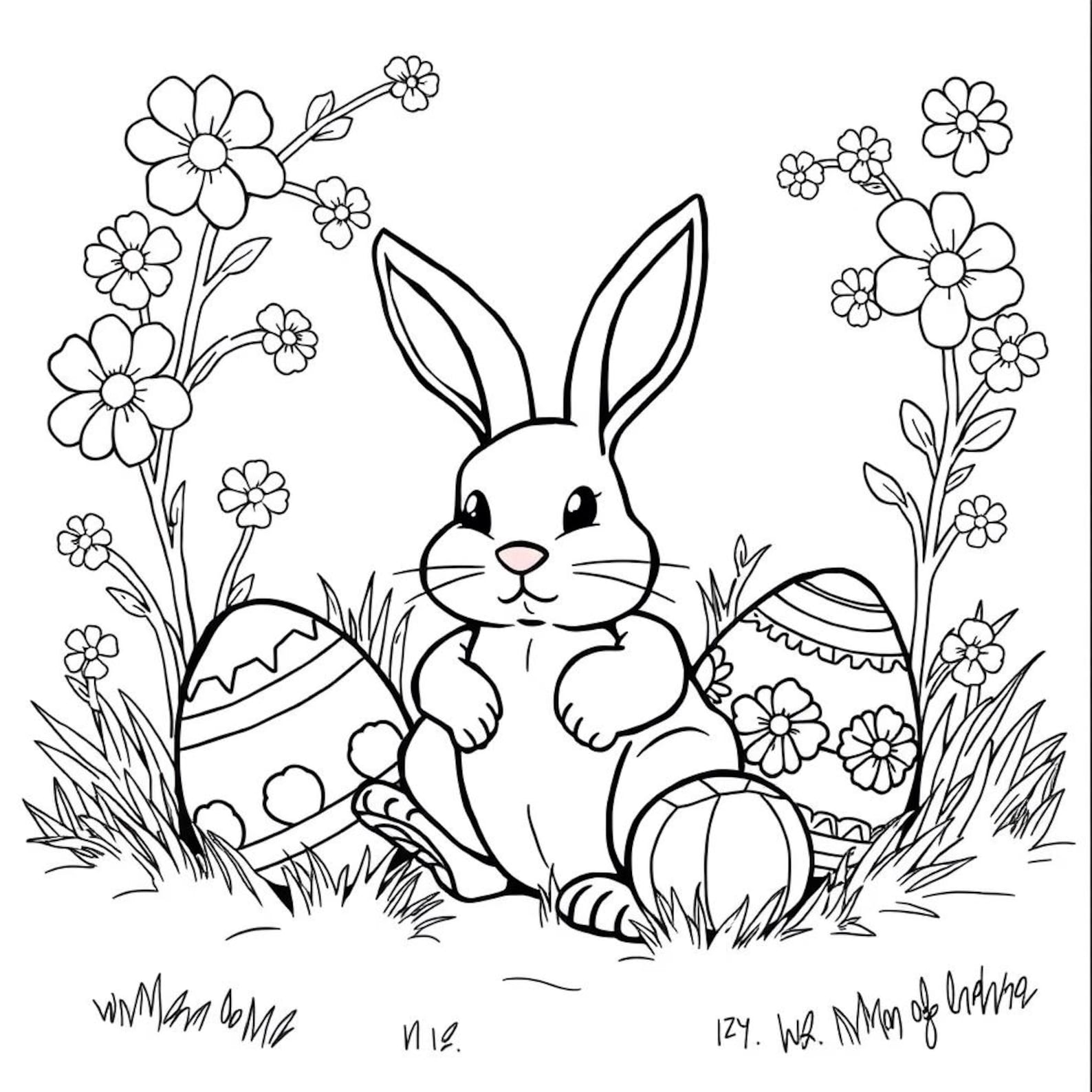 Easter Coloring Book for Kids - 70 Cute Printable Pages - Happy Bunny ...