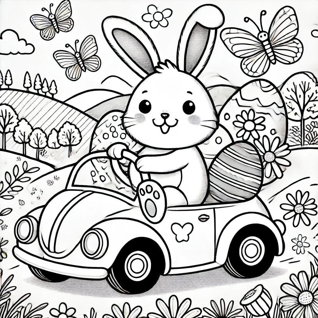 Easter Coloring Book for Kids - 70 Cute Printable Pages - Happy Bunny ...