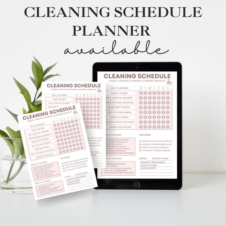 Printable Cleaning Schedule Planner | Daily, Weekly, Monthly Cleaning ...