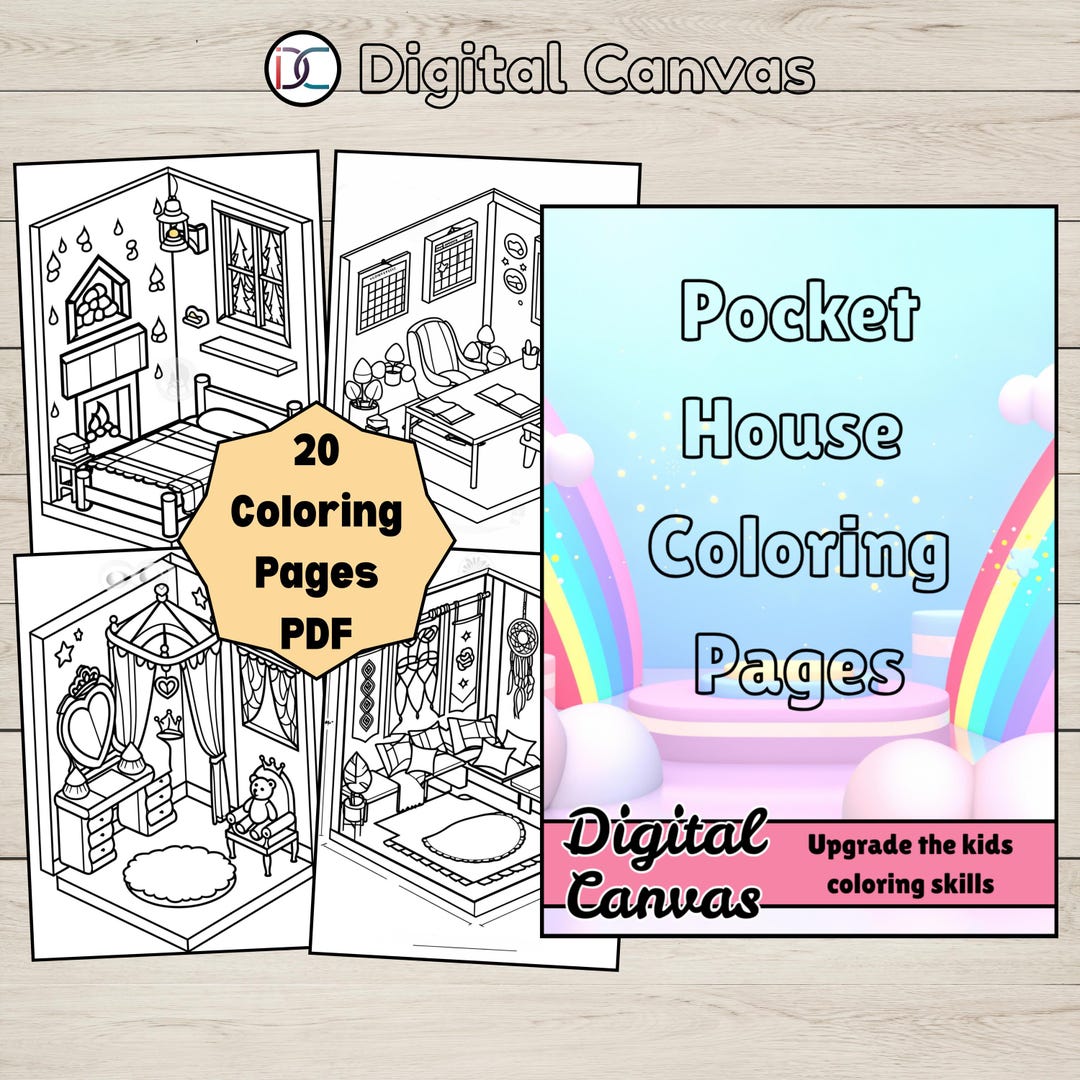 Pocket Home: Super Cute Cozy Room Coloring Book | Hygge Spaces & Little ...
